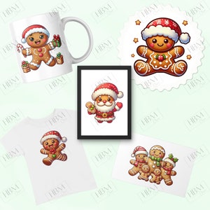 Cute Christmas Gingerbread Clipart Bundle, Festive Cookies Sticker ...
