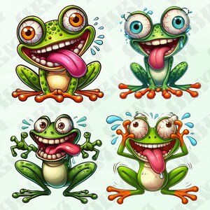 24 Cute Frog Acting Crazy Clipart Bundle, Tadpole Stickers, Adorable ...