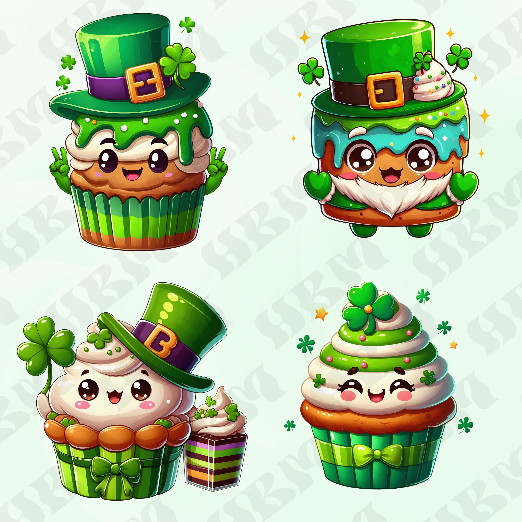 24 Cute St Patrick's Day Cartoon Sweets Clipart Bundle, Adorable Four ...