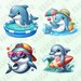 Cute Cartoon Summer Dolphin Clipart Bundle, Surf Nursery Decor, Beach ...