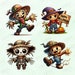 Cute Cartoon Halloween Scarecrows Clipart Bundle, Spooky Festive ...