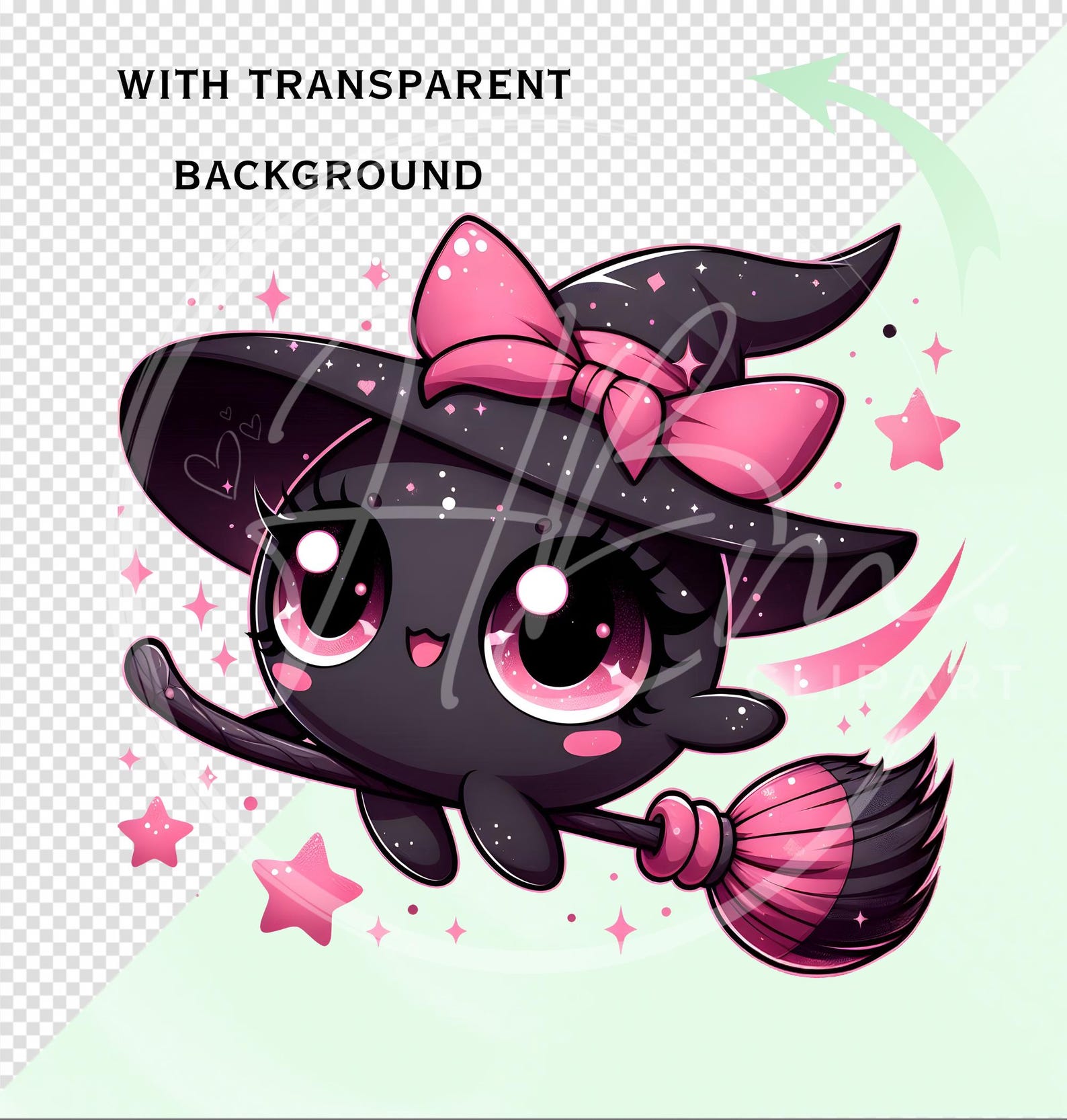 Kawaii Creepy Halloween Clipart Bundle, Pastel Pink Black Cute ...