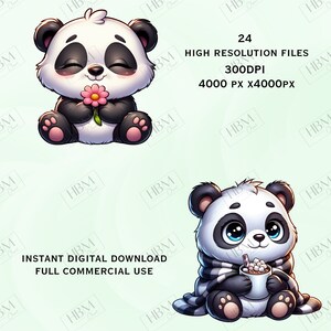 Cute Cartoon Baby Panda Clipart Bundle, Playful Kawaii Bear Sticker ...