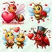25 Cute Valentines Day Insects Clipart Bundle, Bee Cat Stickers ...