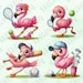 Cute Cartoon Sporty Flamingos Clipart Bundle, Bird Nursery Decor ...