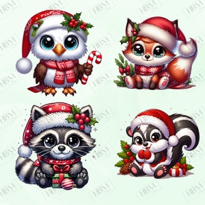 Cute Christmas Forest Animals Clipart Bundle, Festive Baby Deer Sticker ...