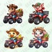 Farm Animals on Four Wheelers Clipart Bundle, Cute Cartoon Sheep ...