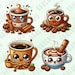 24 Cute Coffee Characters Clipart Bundle, Caffeine Card Making ...