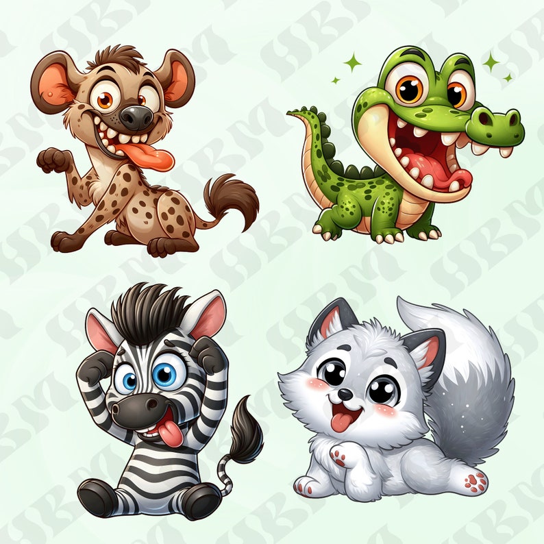 Funny Cartoon Animals Clipart Bundle, Cute, Witty Stickers, Adorable ...