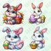 24 Cute Easter Bunny Clipart Bundle, Rabbit Stickers, Adorable Baby ...