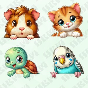Cute Cartoon Peeking Pets Clipart Bundle, Frogs Stickers, Adorable Wall ...