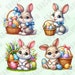 24 Cute Easter Bunny Clipart Bundle, Rabbit Stickers, Adorable Baby ...