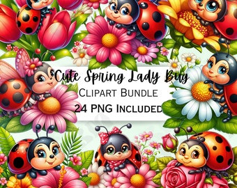 24 Cute Cartoon Spring Bees Clipart Bundle, Daisies Nursery Decor ...