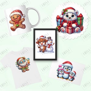 Cute Mega Christmas Clipart Bundle, Festive Cartoon Santa Sticker ...
