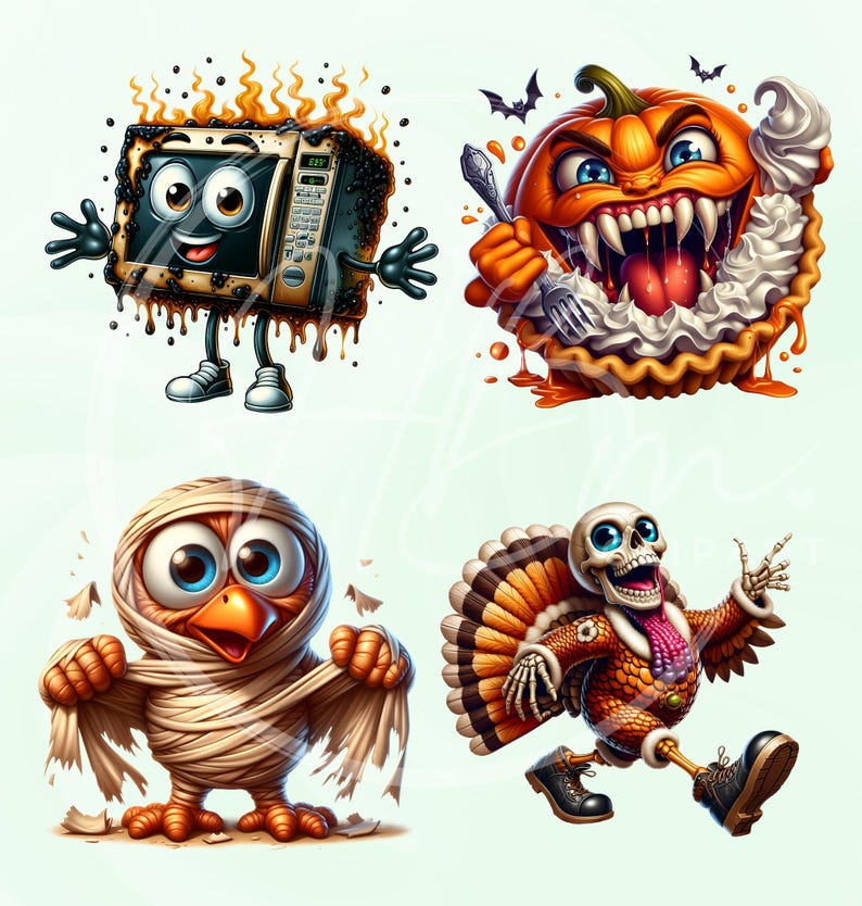 Funny Haunted Harvest Clipart Bundle, Halloween Thanksgiving PNG ...