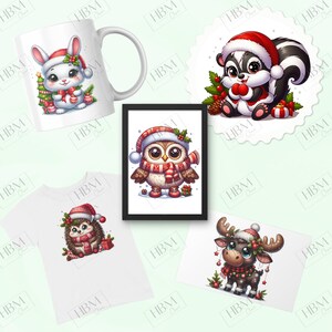 Cute Christmas Forest Animals Clipart Bundle, Festive Baby Deer Sticker ...