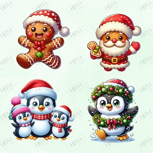 Cute Mega Christmas Clipart Bundle, Festive Cartoon Santa Sticker ...