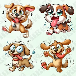 24 Cute Dogs Acting Crazy Clipart Bundle, Puppy Stickers, Adorable Wall ...