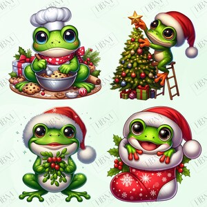 Cute Cartoon Christmas Frogs Clipart Bundle, Festive Baby Animal ...