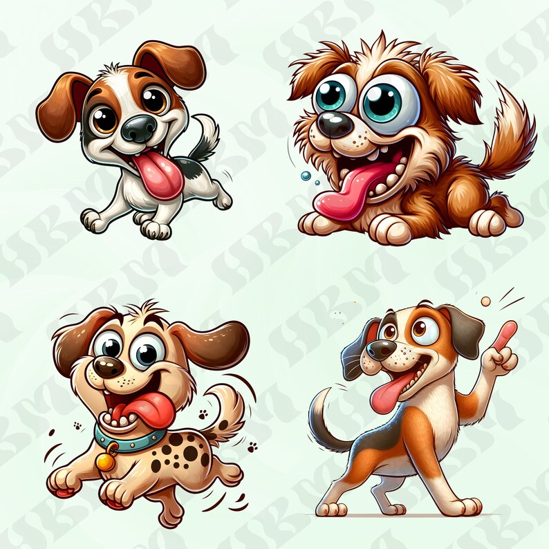 24 Cute Dogs Acting Crazy Clipart Bundle, Puppy Stickers, Adorable Wall ...