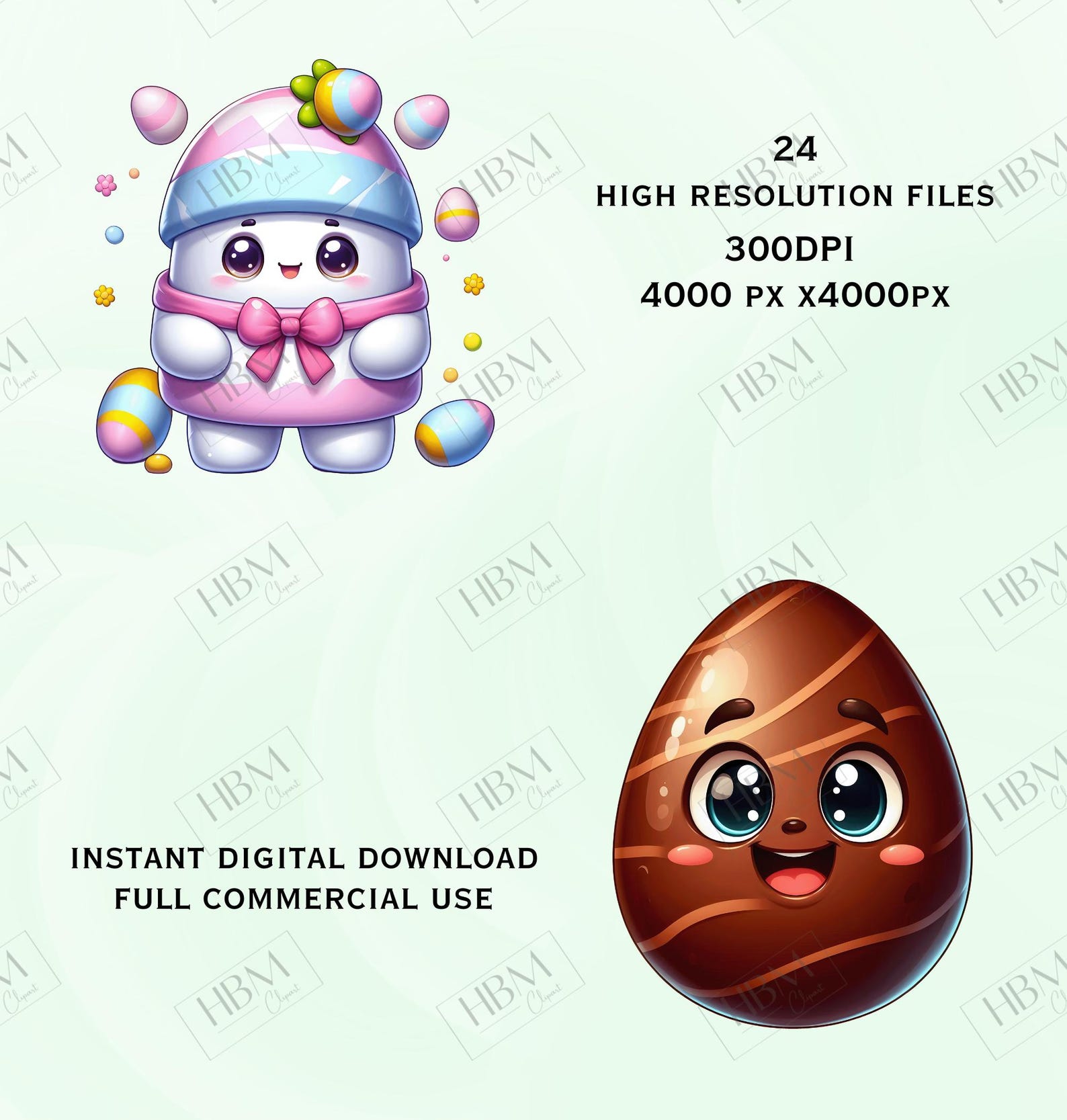 Funny Cartoon Easter Sweets Clipart Bundle, Comical Dessert Treats ...