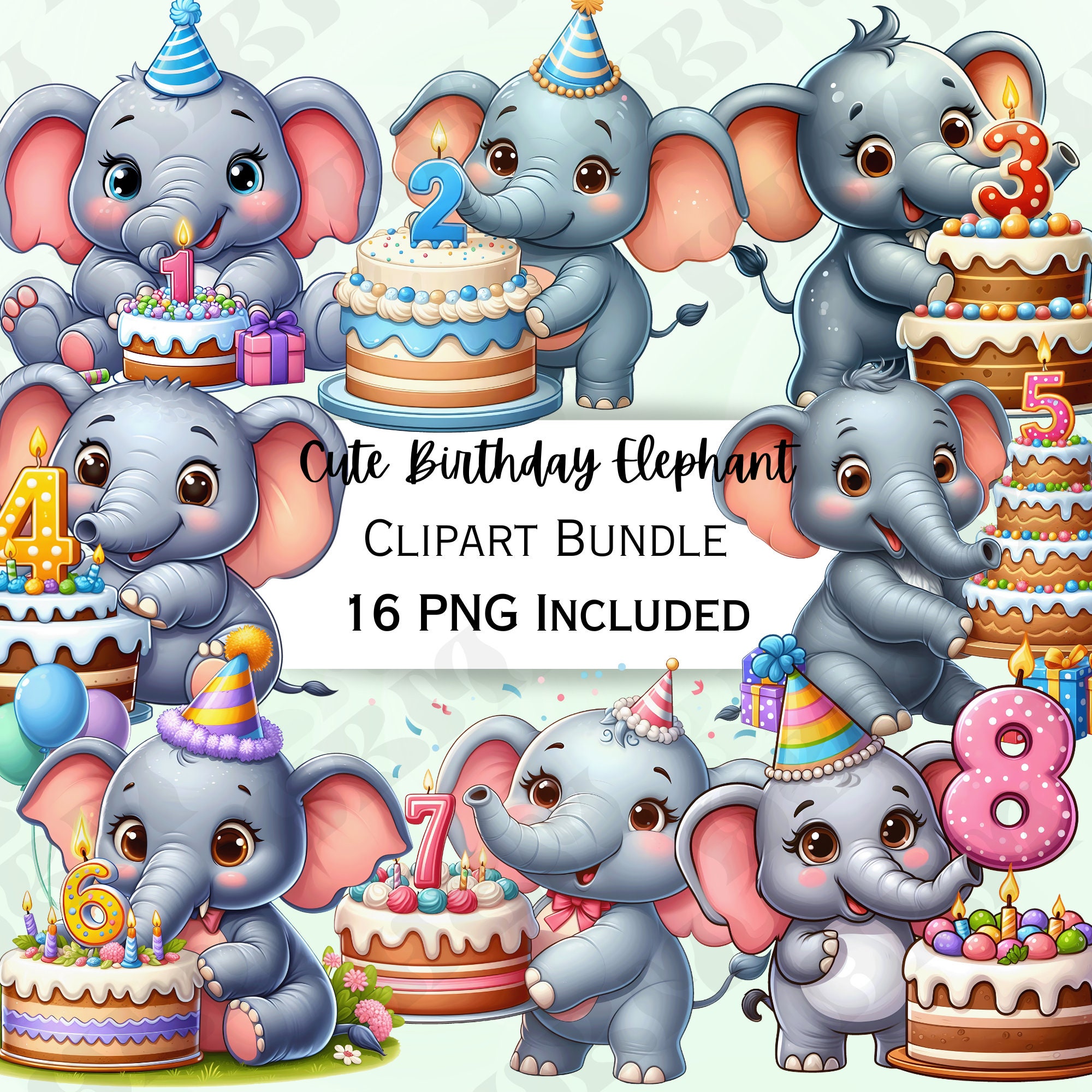 Birthday Baby Elephant Cartoon