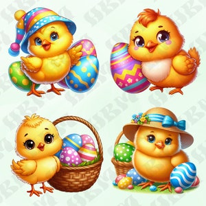 21 Cute Easter Chicks Clipart Bundle, Chicken Stickers, Adorable Baby ...
