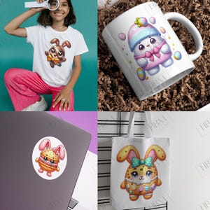 Funny Cartoon Easter Sweets Clipart Bundle, Comical Dessert Treats ...