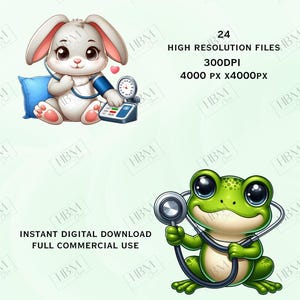 Cute Cartoon Medical Animals Clipart Bundle, Whimsical Pharmacist ...