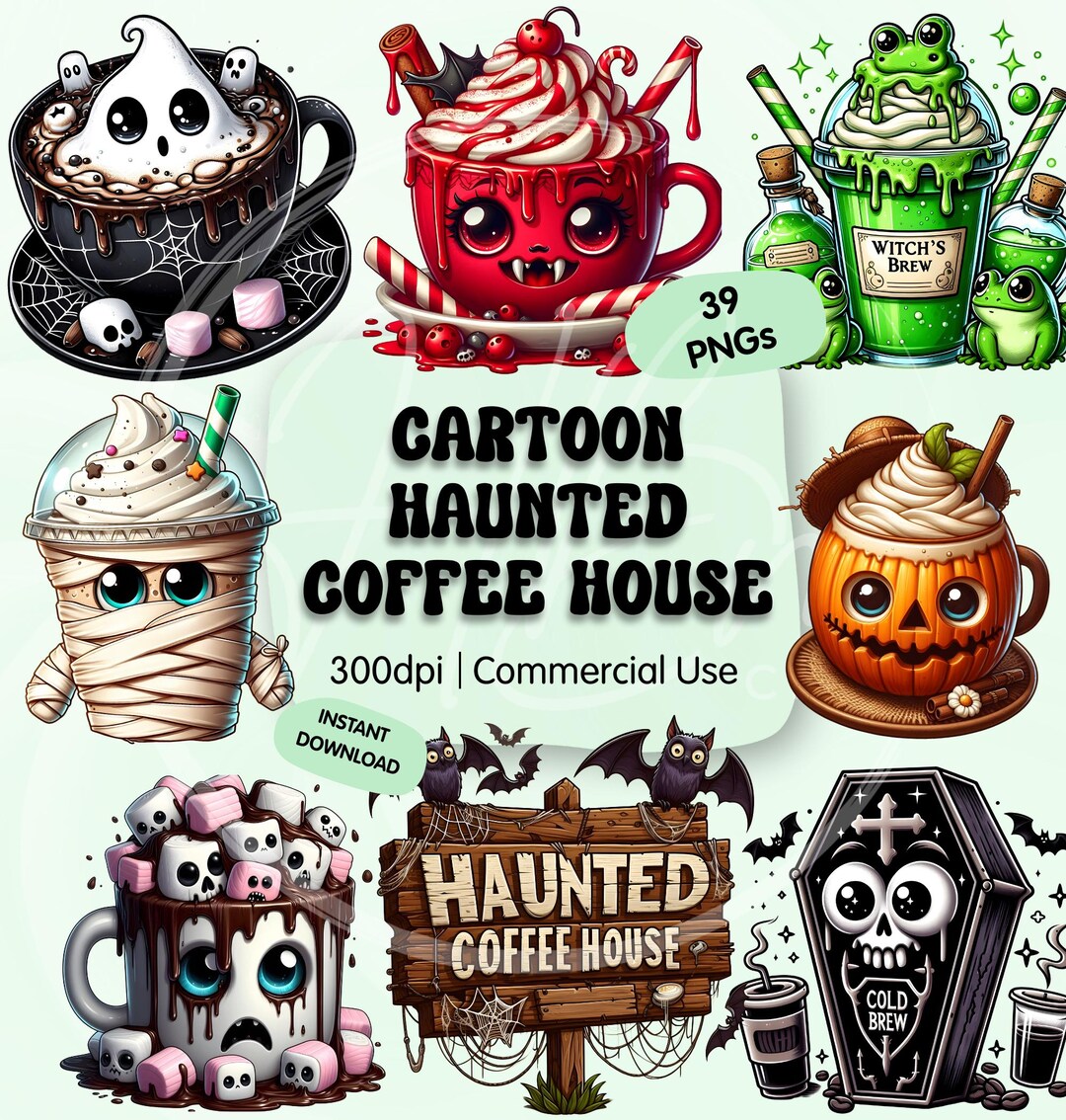 Spooky Halloween Coffee PNG Clipart Bundle, Pumpkin Spice Drinks ...