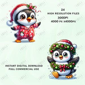 Cute Christmas Penguin Clipart Bundle, Festive Baby Animal Sticker ...