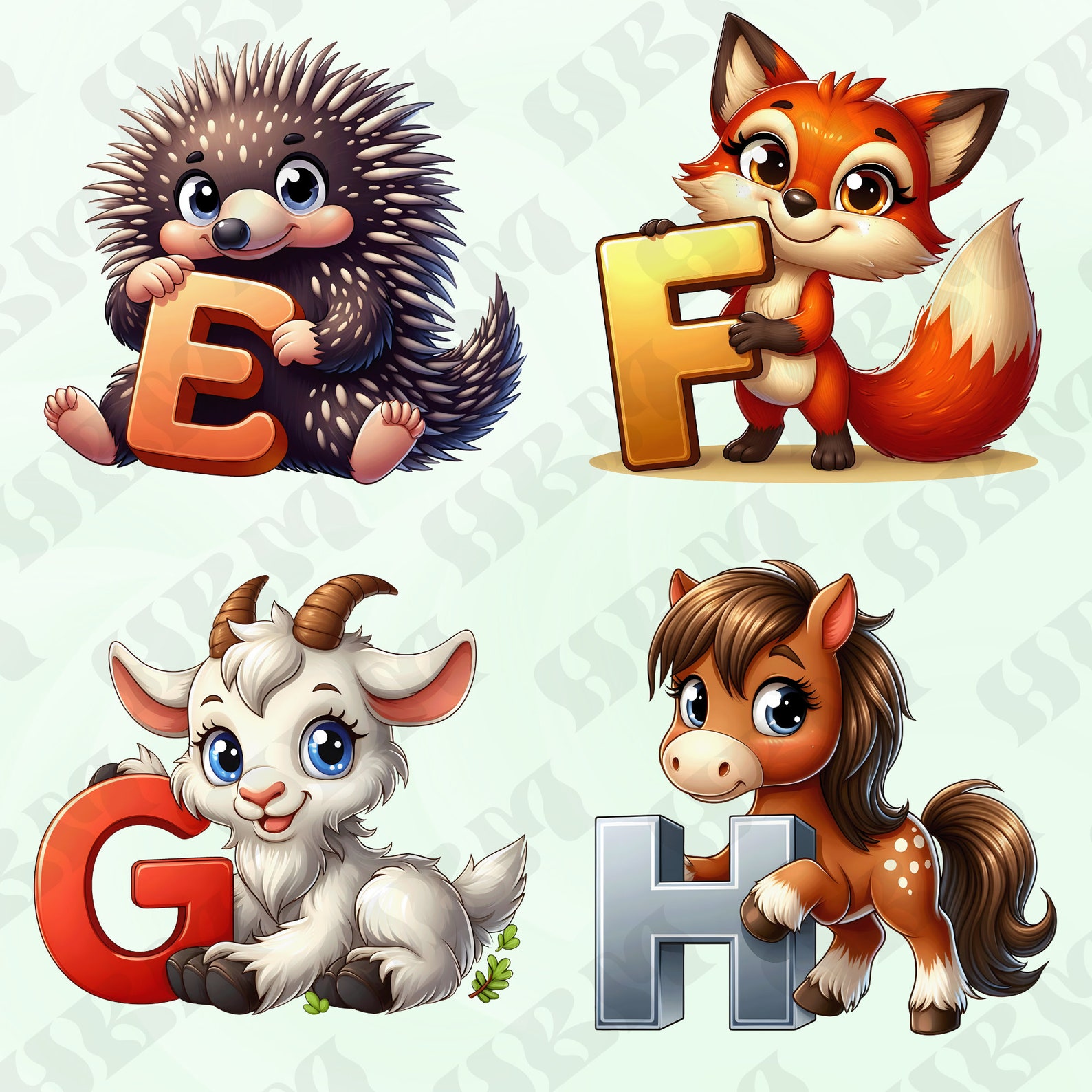 26 Cute Alphabet Animals Clipart Bundle, Panda Educational , Monkey ...