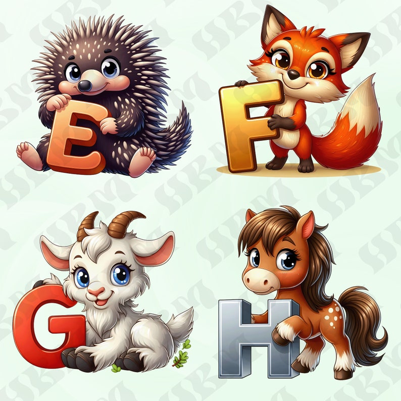 26 Cute Alphabet Animals Clipart Bundle, Panda Educational , Monkey ...