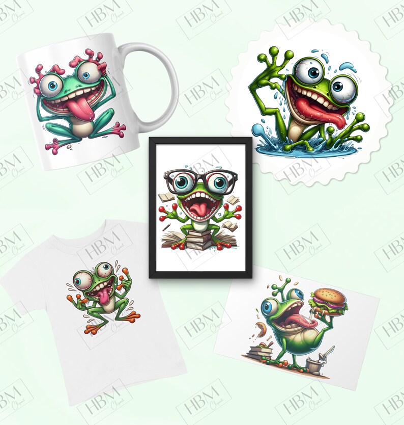 Funny Cartoon Frog Clipart Bundle, Silly Tadpole Stickers, Adorable ...