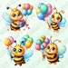 24 Cute Party Bee Clipart Bundle, Cartoon Balloon Sticker, Adorable ...