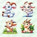 Cute Cartoon Goat Yoga Clipart Bundle, Funny Animal Meditation Sticker ...