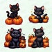 Cute Cartoon Halloween Black Cats Clipart Bundle, Spooky Festive ...