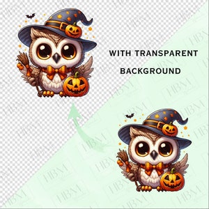 Cute Cartoon Halloween Owls Clipart Bundle, Spooky Bird Stickers, Funny ...