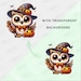 Cute Cartoon Halloween Owls Clipart Bundle, Spooky Bird Stickers, Funny ...