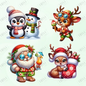 Cute Mega Christmas Clipart Bundle, Festive Cartoon Santa Sticker ...