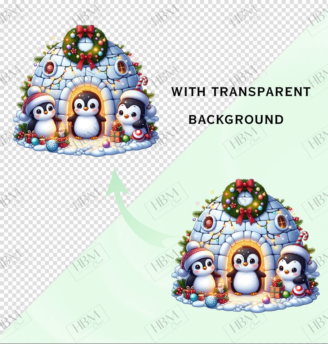 Cute Christmas Arctic Animals Clipart Bundle, Festive Cartoon Baby Snow ...