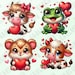 25 Cute Valentine Animals Clipart Bundle, Cow Card Making, Frog Baby ...
