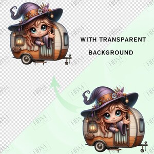 Cute Cartoon Boho Witches Clipart Bundle, Magical Witchy Art, Floral ...