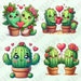 24 Cute Valentines Day Cactus Clipart Bundle, Cacti Card Making, Plant ...