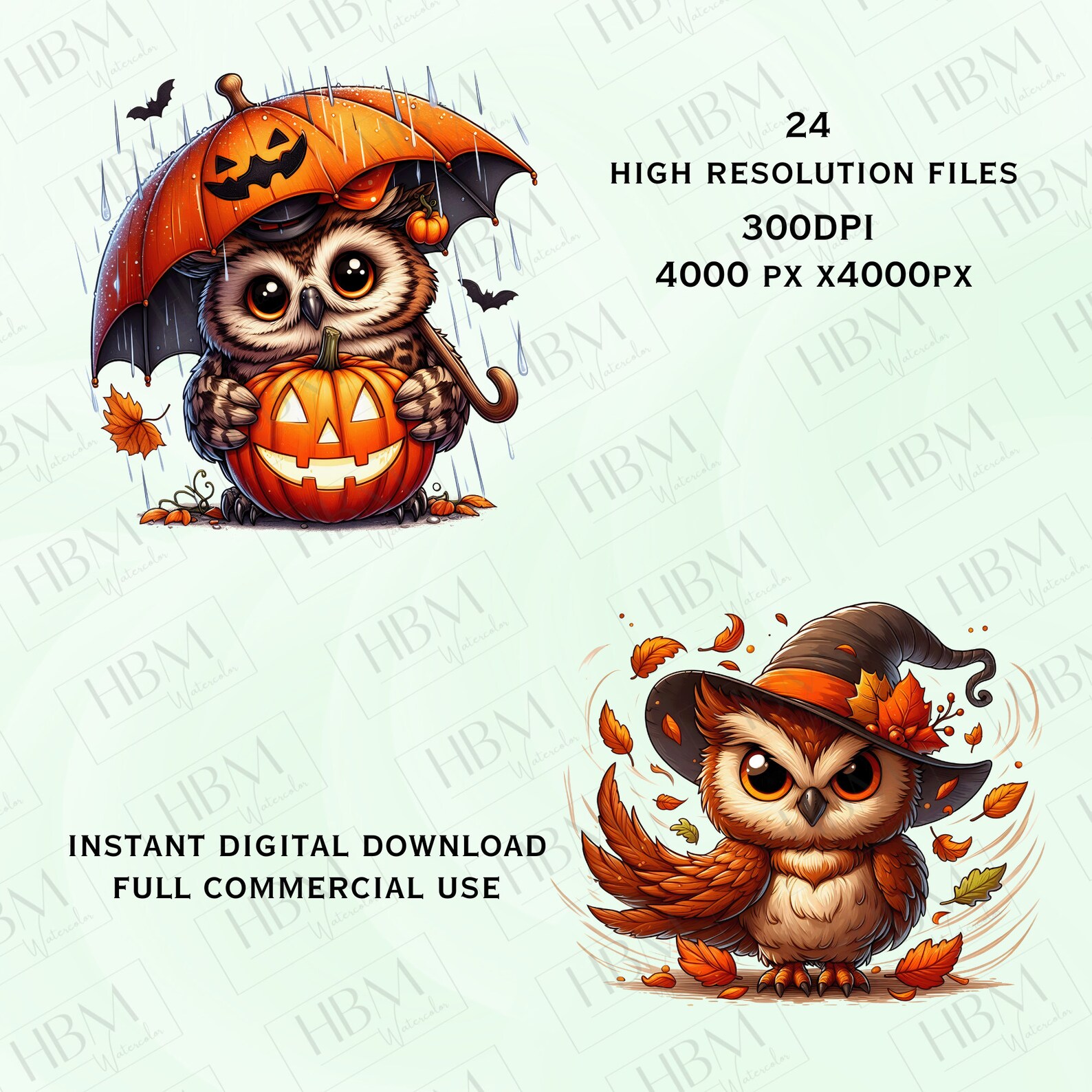 Cute Cartoon Halloween Owls Clipart Bundle, Spooky Bird Stickers, Funny ...