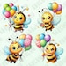 24 Cute Party Bee Clipart Bundle, Cartoon Balloon Sticker, Adorable ...