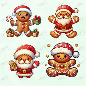 Cute Christmas Gingerbread Clipart Bundle, Festive Cookies Sticker ...