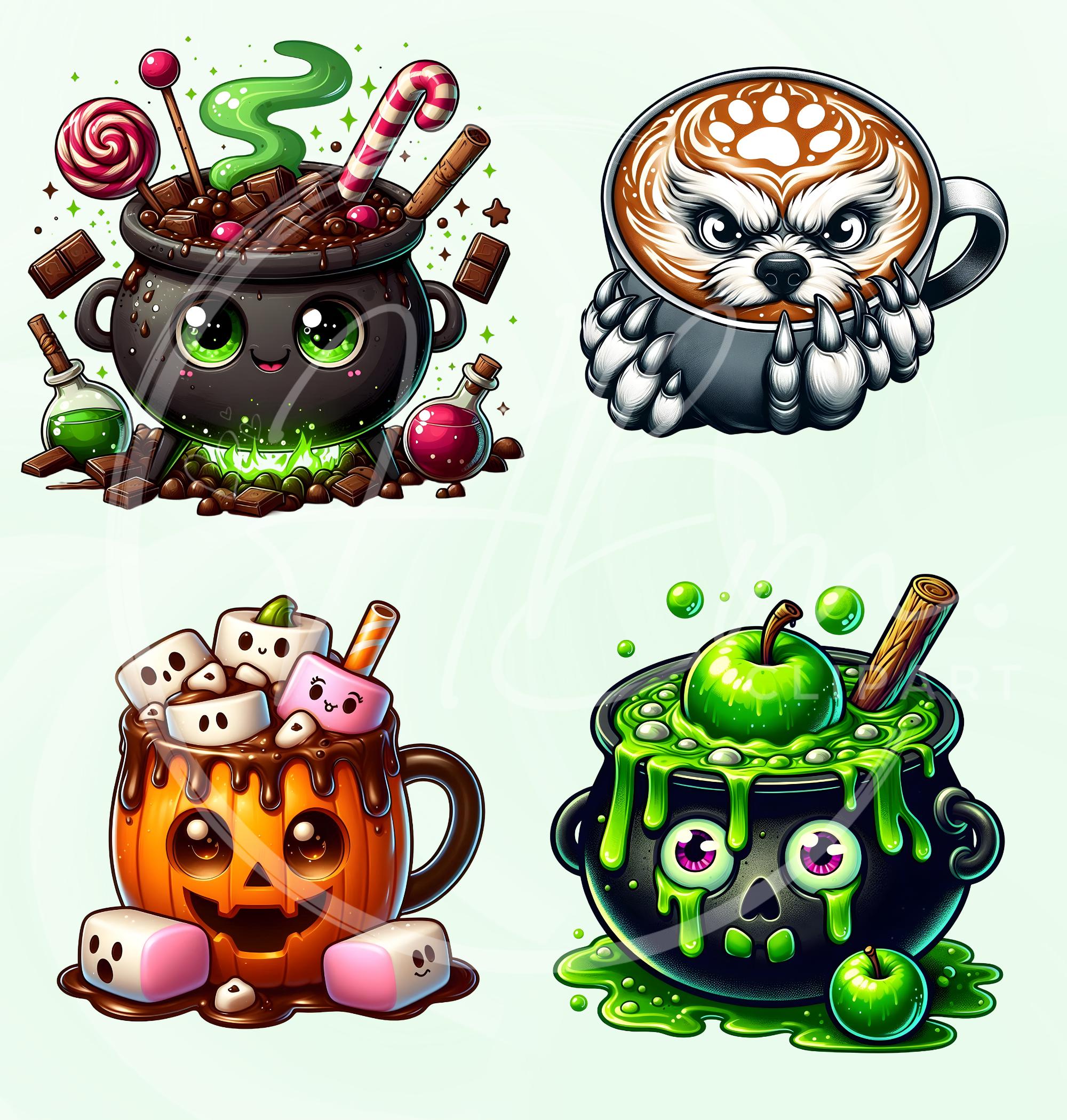 Spooky Halloween Coffee PNG Clipart Bundle, Pumpkin Spice Drinks ...