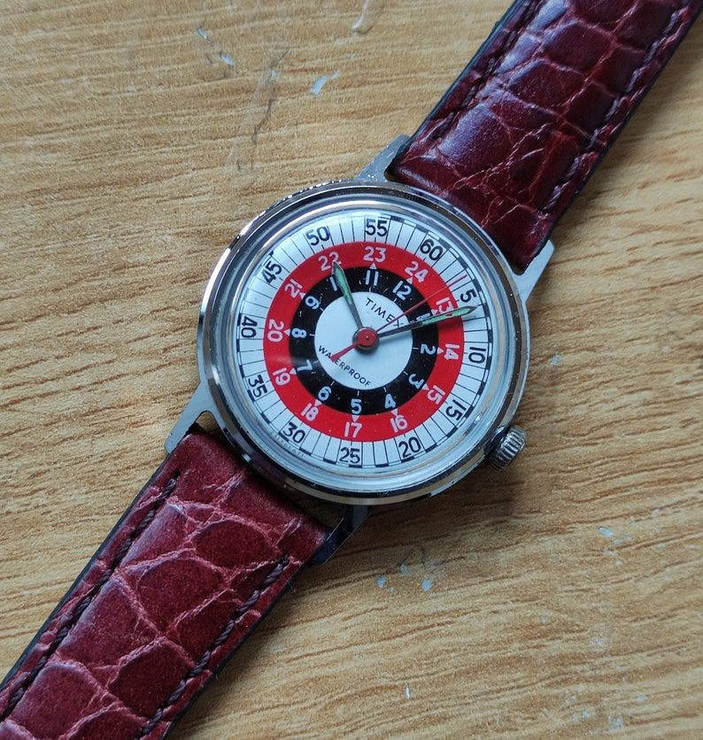 Timex Sprite Bullseye Vintage Watch Retro 1973 Watch Unisex Red Black ...