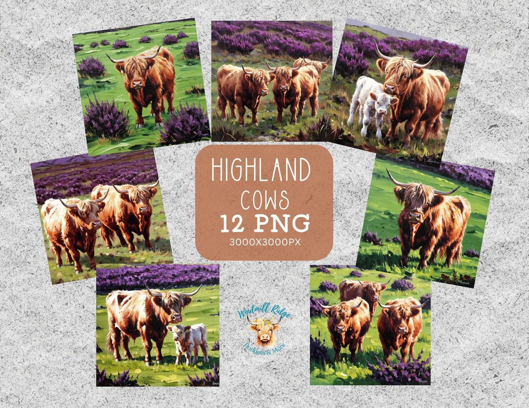 Realistic Highland Cow Graphics, Digital Download - Etsy